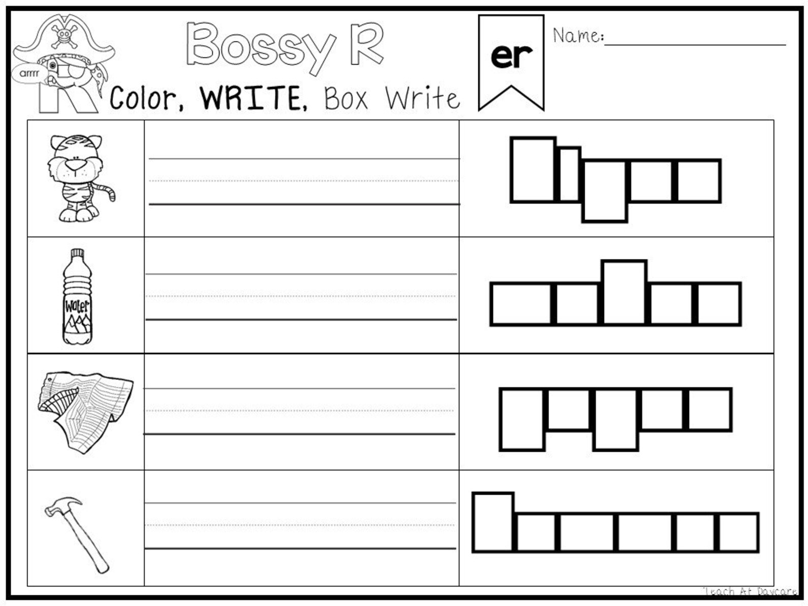 20 Printable R-controlled Vowel Words Color Trace Write Box - Etsy