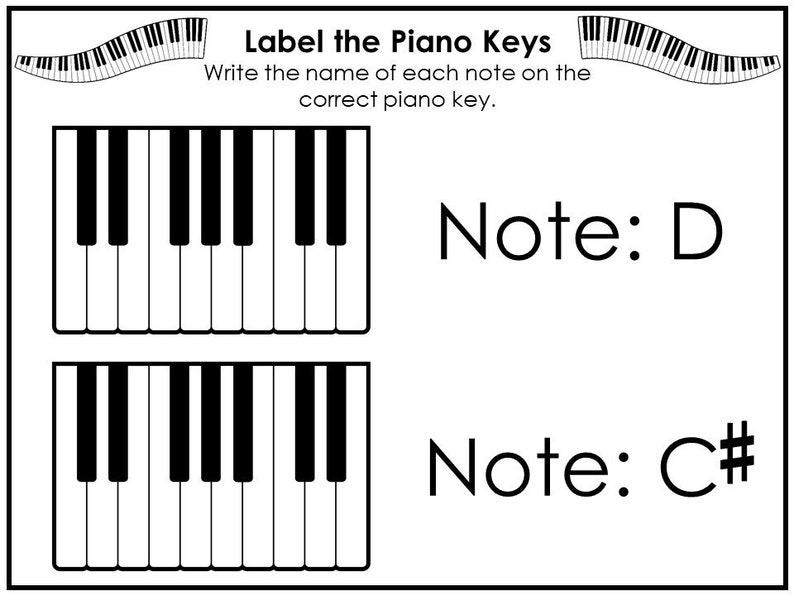 15 Label the Piano Keys Worksheets. Beginning Piano Music. | Etsy