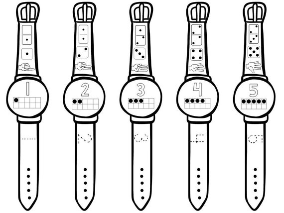 4 Printable Number Watches. Numbers 1-10. - Etsy