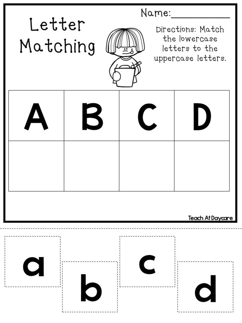 Prek English Worksheet Match Starting Alphabets Lowercase Alphabet 
