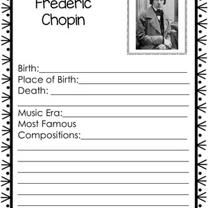 Frédéric Chopin Great Composer Unit. Music Appreciation. - Etsy