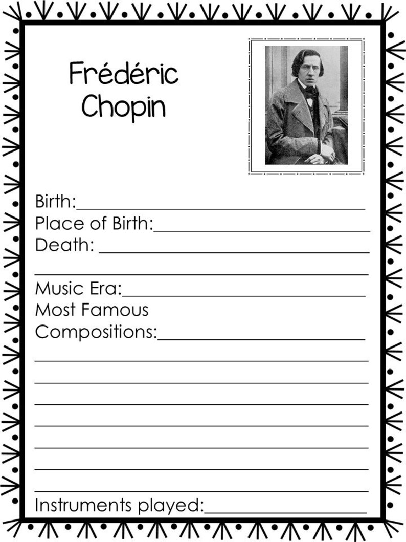 Frédéric Chopin Great Composer Unit. Music Appreciation. - Etsy