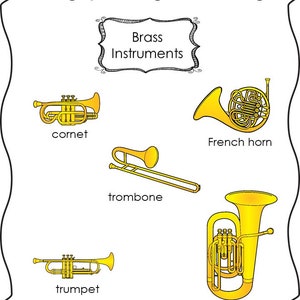 5 Musical Instruments Wall Charts. Music Class Poster Set. 8.5 X 11 ...