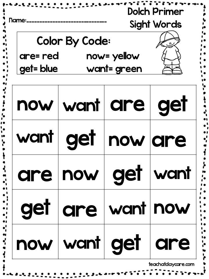 13 Printable Color the Dolch Primer Sight Words Worksheets. | Etsy Canada