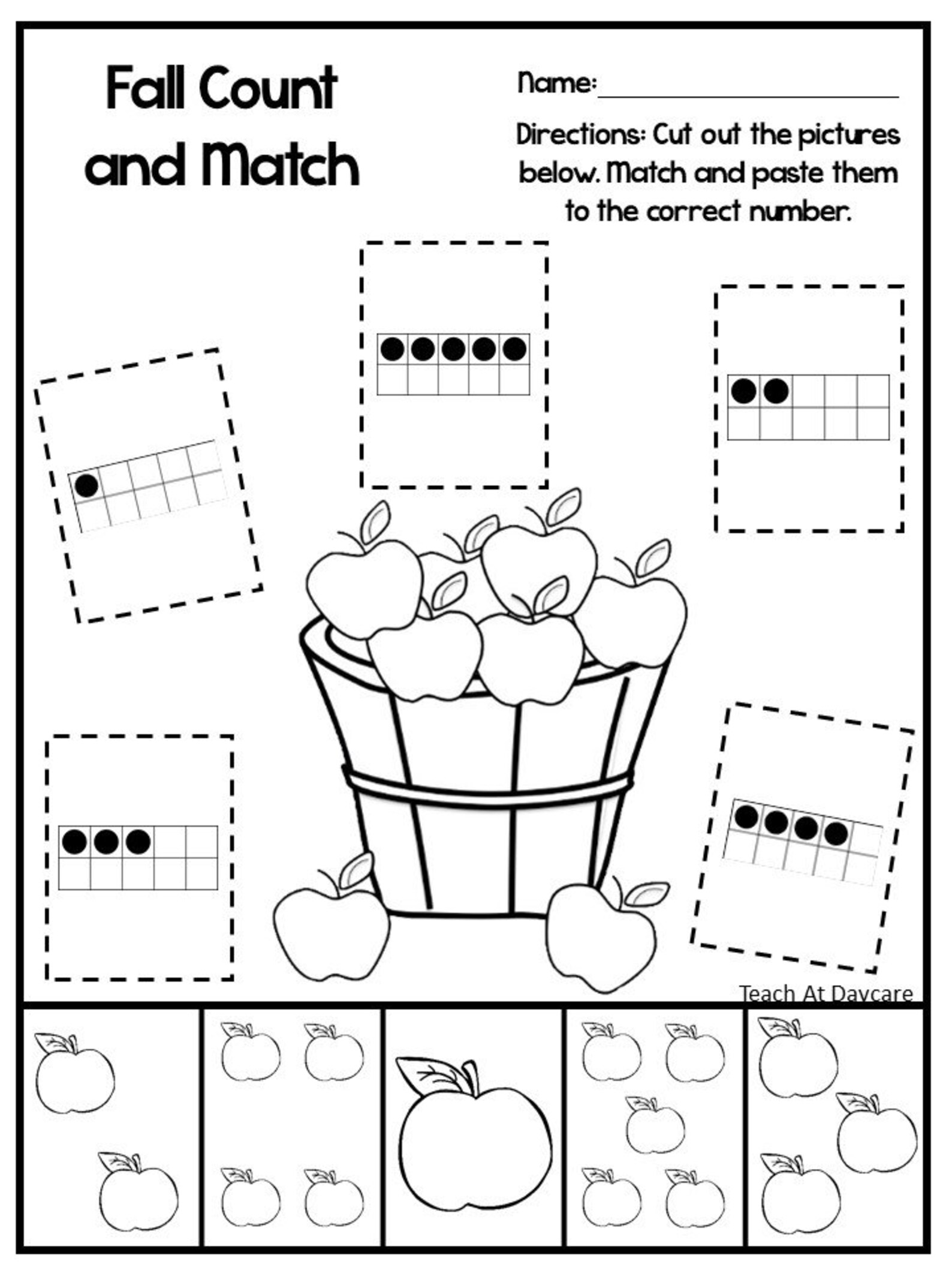 15 Printable Fall Match the Picture to the Number Worksheets. Preschool ...
