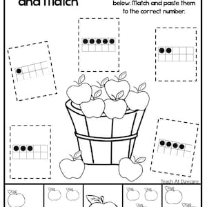 15 Printable Fall Match the Picture to the Number Worksheets. Preschool ...