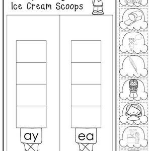 10 Printable Diphthongs Ice Cream Worksheets. Kindergarten-2nd Grade ...