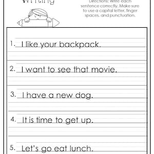 10 Printable Write the Sentence Worksheets. 1st-3rd Grade ELA ...