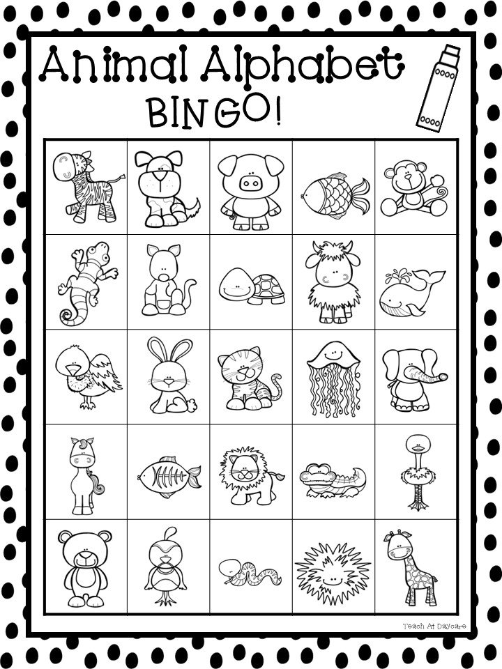 Animal Alphabet Bingo Phonics Game and Worksheets. Color & Black and ...