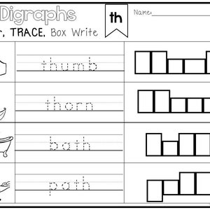 20 Printable Digraphs Color, Trace, Write, and Box Write Worksheets ...