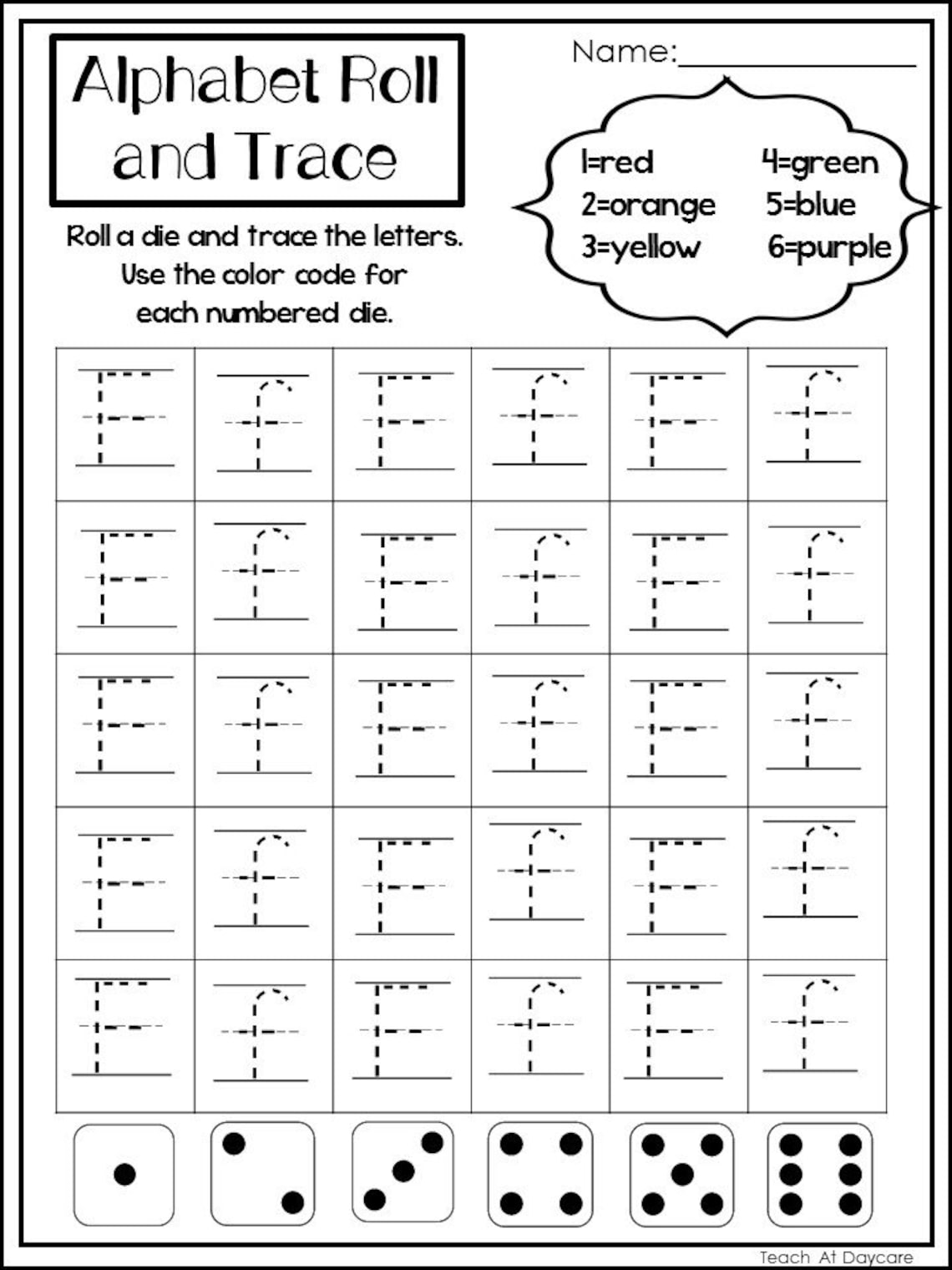 26 Printable Alphabet Roll and Trace Worksheets. Preschool-kdg Phonics ...