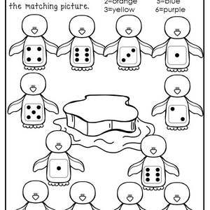 20 Printable Roll and Color Worksheets. Numbers 1-6. | Etsy