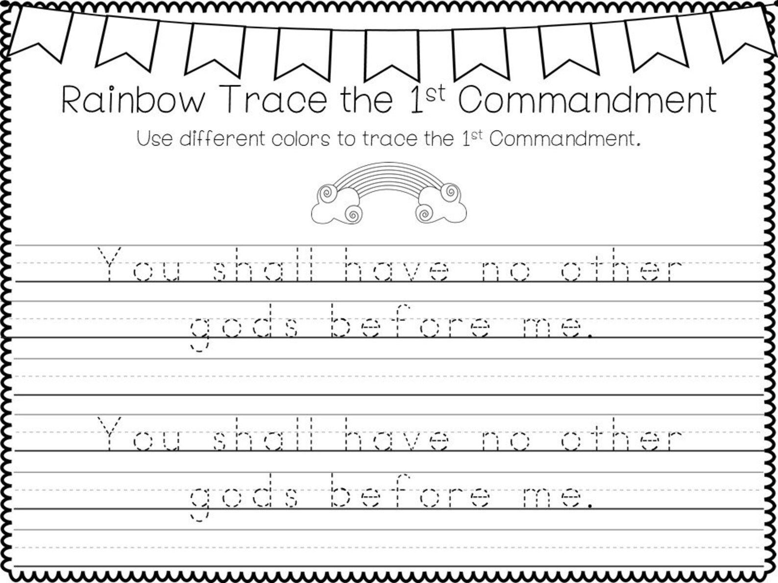 10 Commandments Tracing and Handwriting Worksheets. - Etsy