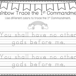 10 Commandments Tracing and Handwriting Worksheets. Preschool-5th Grade ...