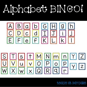 Alphabet BINGO Game and Worksheets. Color & Black and White. - Etsy