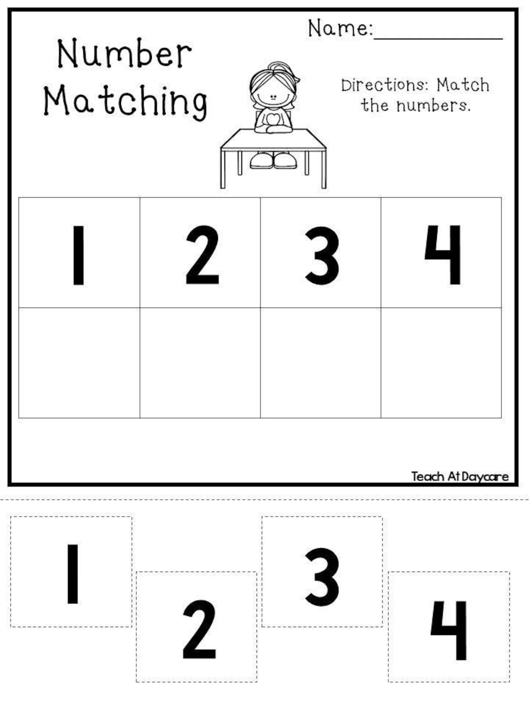 18 Printable Number Matching Worksheets. Preschool-kindergarten Numbers ...