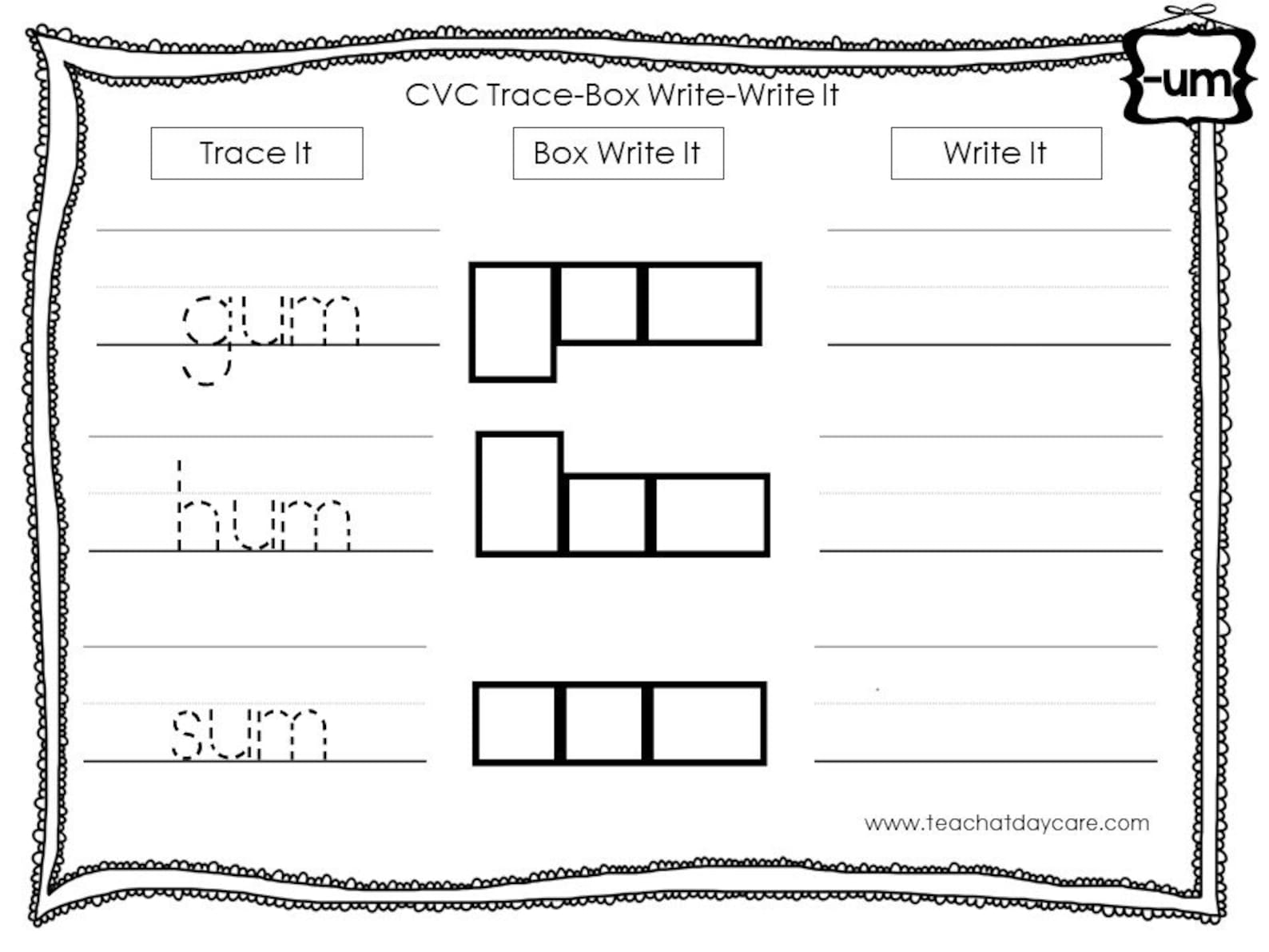 27 Printable CVC Trace It, Box Write It, Write It Worksheets. Preschool ...