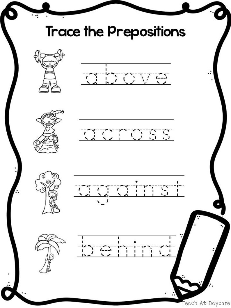 9 Printable Prepositions Box Writing and Tracing Worksheets. 1st-3rd ...