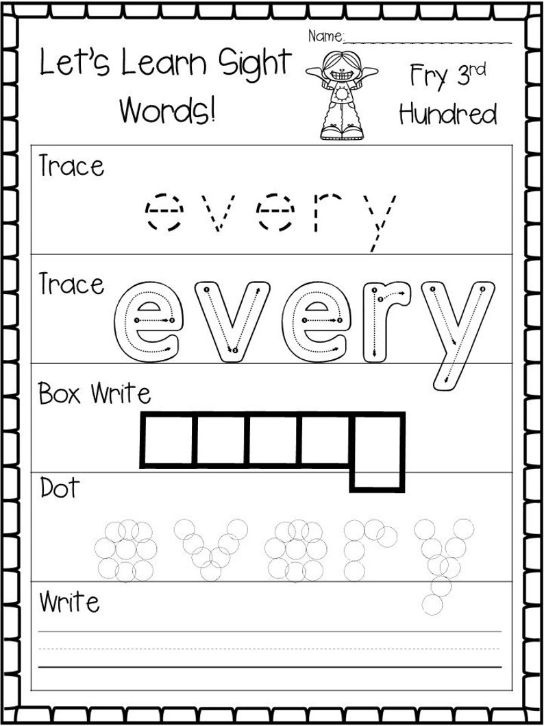 100 Printable Let's Learn Fry 3rd Hundred Sight Words - Etsy