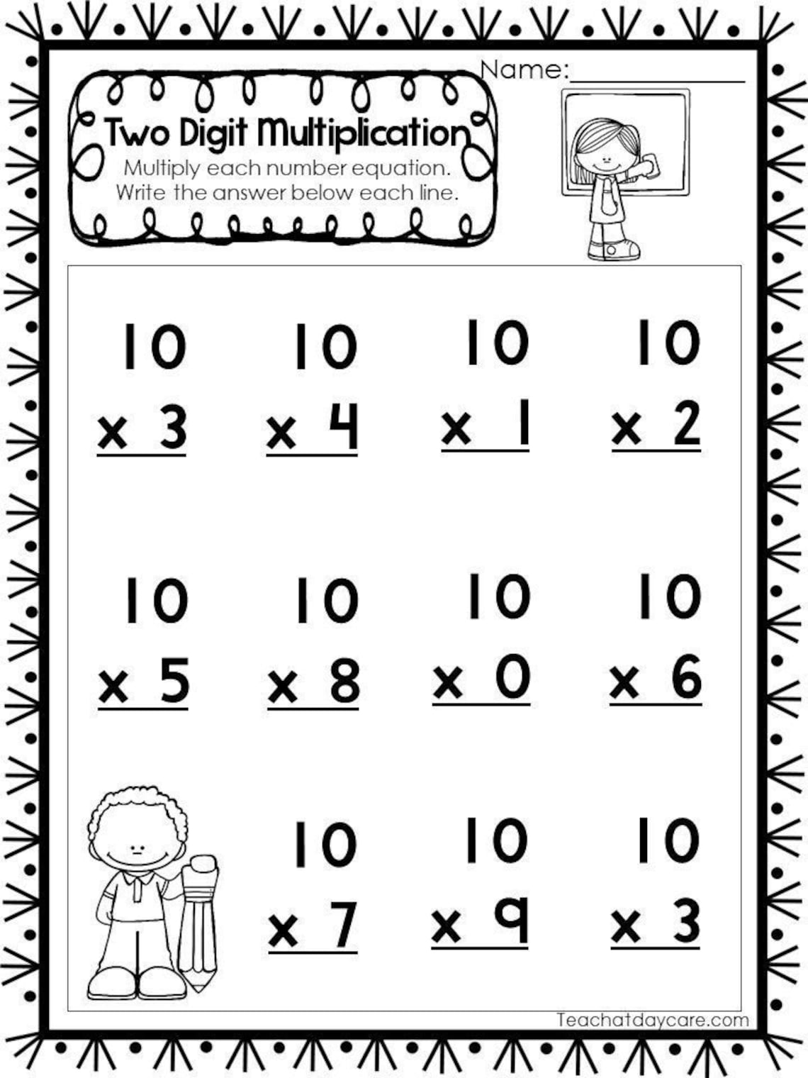 15 Printable Two Digit Multiplication Worksheets. Numbers - Etsy