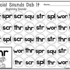 8 Printable Beginning Special Sounds Dab It Worksheets. 1st-2nd Grade ...