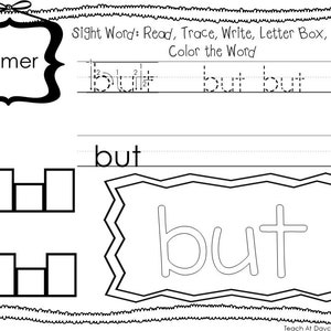 52 Printable Dolch Primer Sight Words Read. Trace, Write, Box Write ...