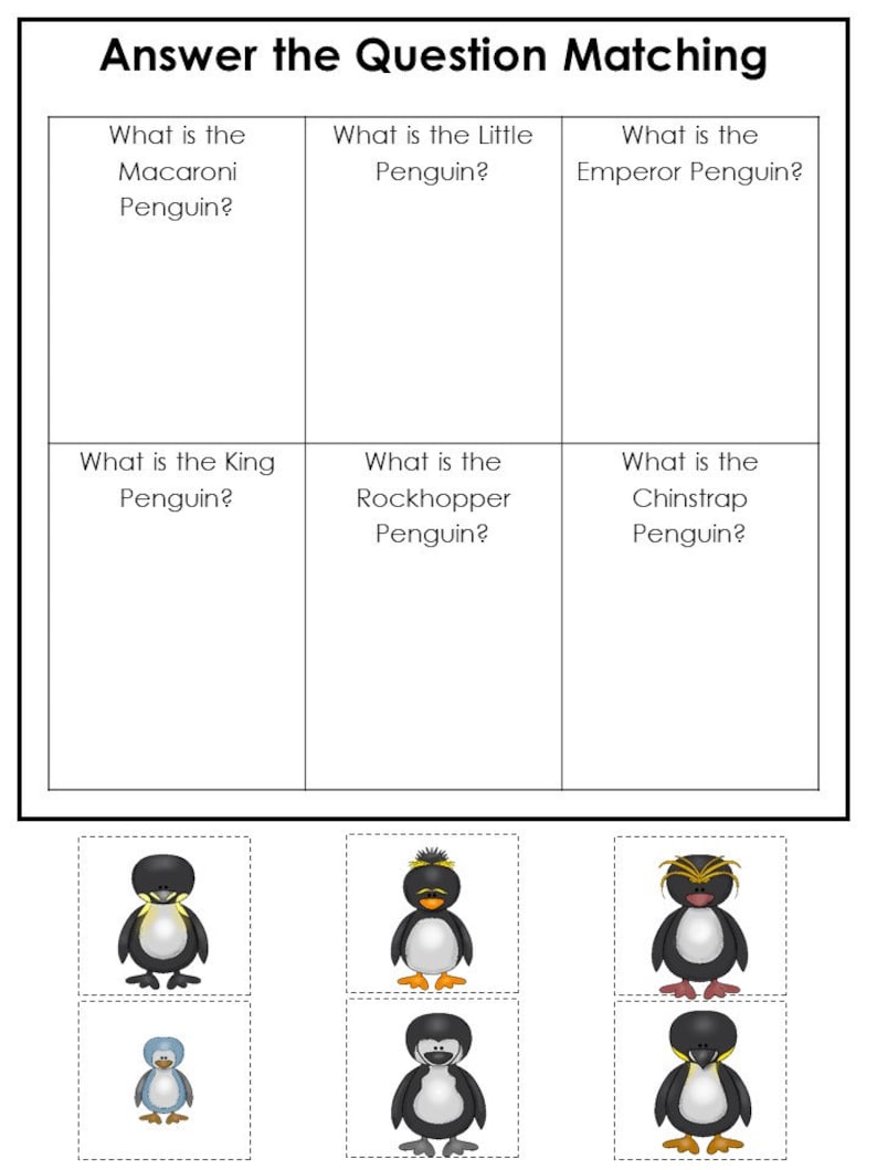 30 Penguins Printable Preschool Educational Games Download. - Etsy