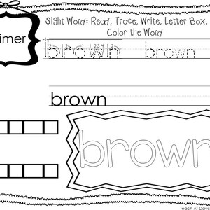 52 Printable Dolch Primer Sight Words Read. Trace, Write, Box Write ...