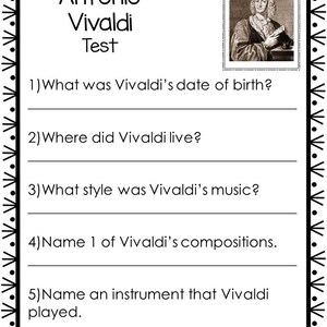 Antonio Vivaldi Great Composer Unit. Music Appreciation. - Etsy
