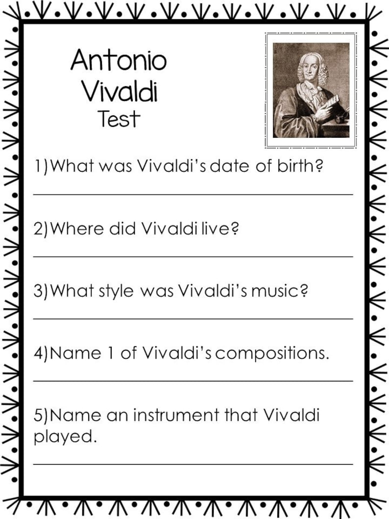 Antonio Vivaldi Great Composer Unit. Music Appreciation. | Etsy