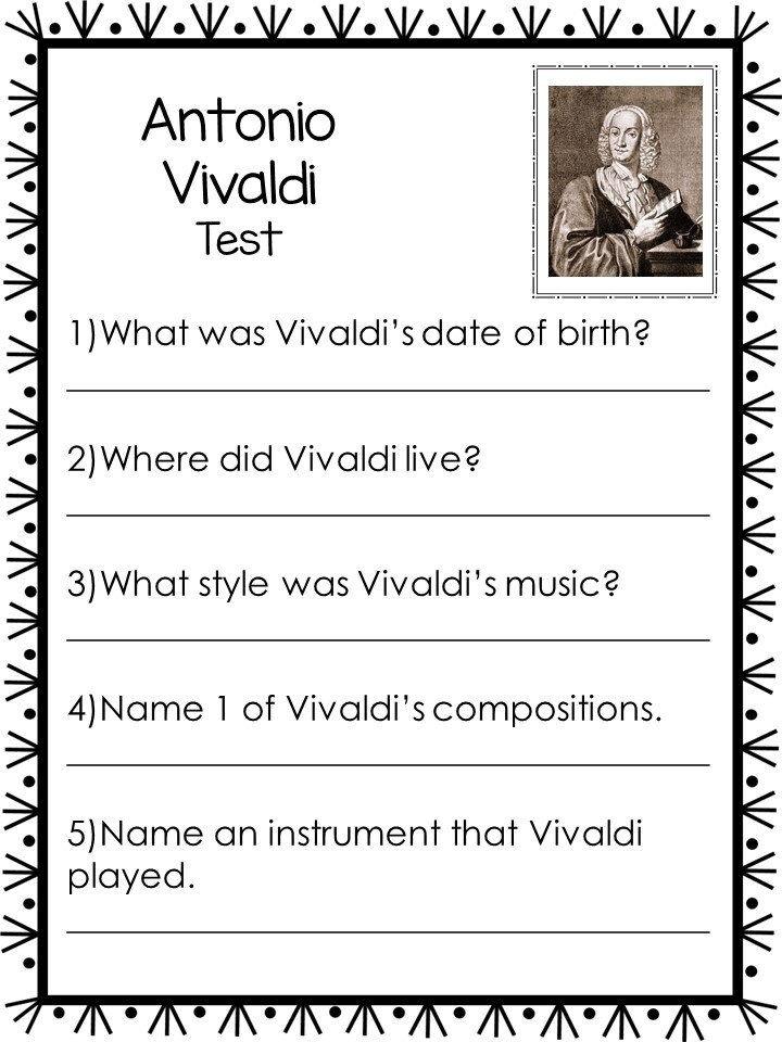 Antonio Vivaldi Great Composer Unit. Music Appreciation. | Etsy