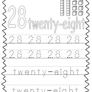 10 Printable Numbers 21-30 Tracing Worksheets. Preschool-kindergarten ...
