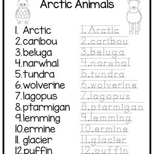 Second Grade Arctic Animals Themed Words Spelling Activity ...