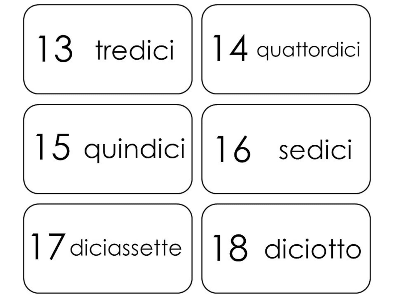 20 Printable Italian Numbers 1-20 Flashcards. Preschool Thru - Etsy