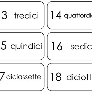 20 Printable Italian Numbers 1-20 Flashcards. Preschool Thru Third ...