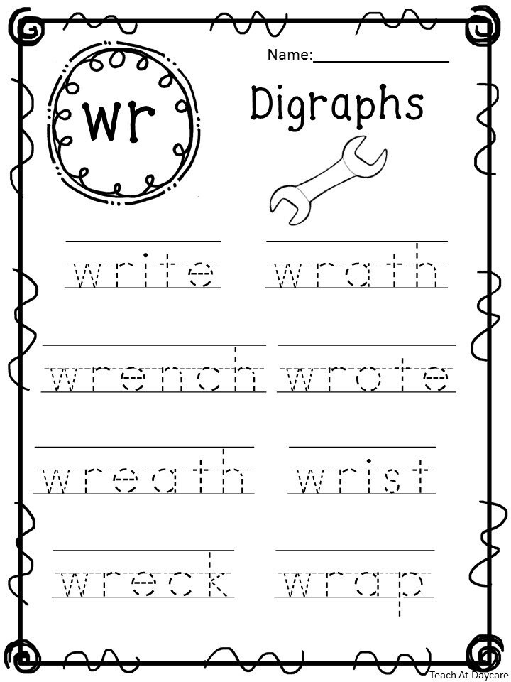 10 Printable Digraphs Trace the Word Worksheets. | Etsy Canada