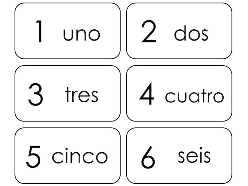 20 Printable Spanish Numbers 1-20 Flashcards. Preschool Thru - Etsy