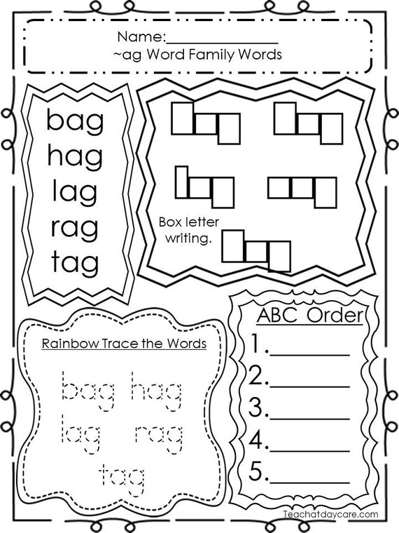 Preschool Word Family Worksheets Category – Printables & Worksheets