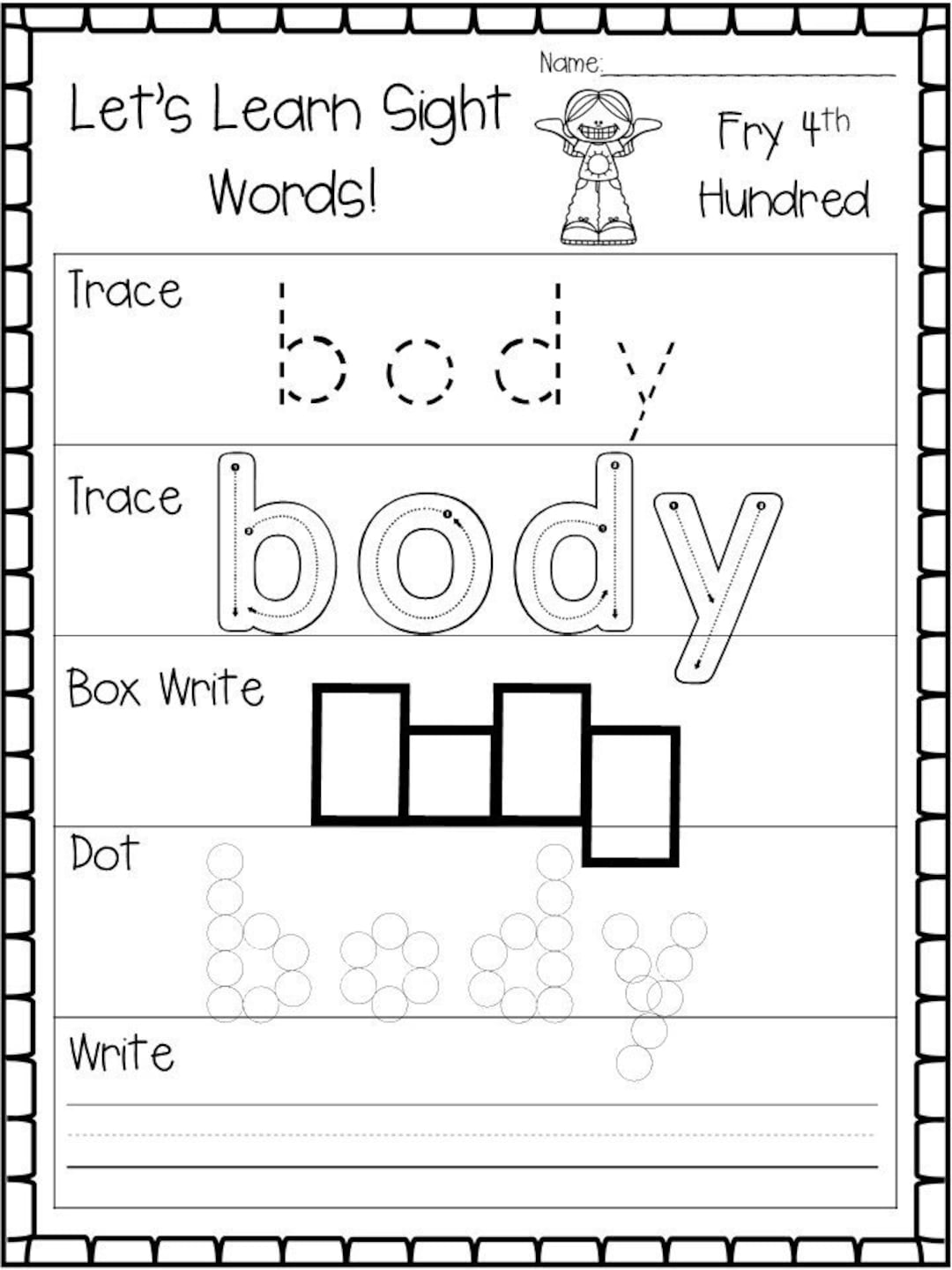 100 Printable Let's Learn Fry 4th Hundred Sight Words Worksheets. 4th ...