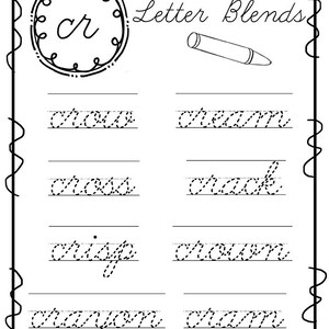 20 Printable Cursive Blends Trace the Word Worksheets. Kindergarten-2nd ...