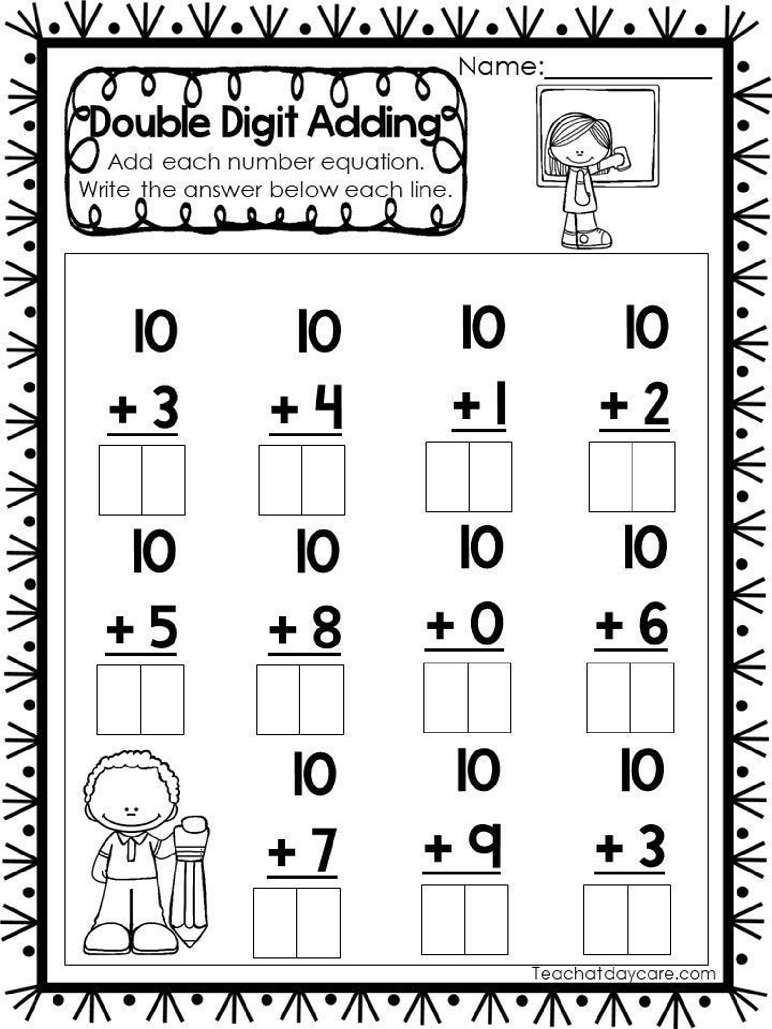 15 Printable Double Digit Addition Worksheets. Numbers 11-20. - Etsy