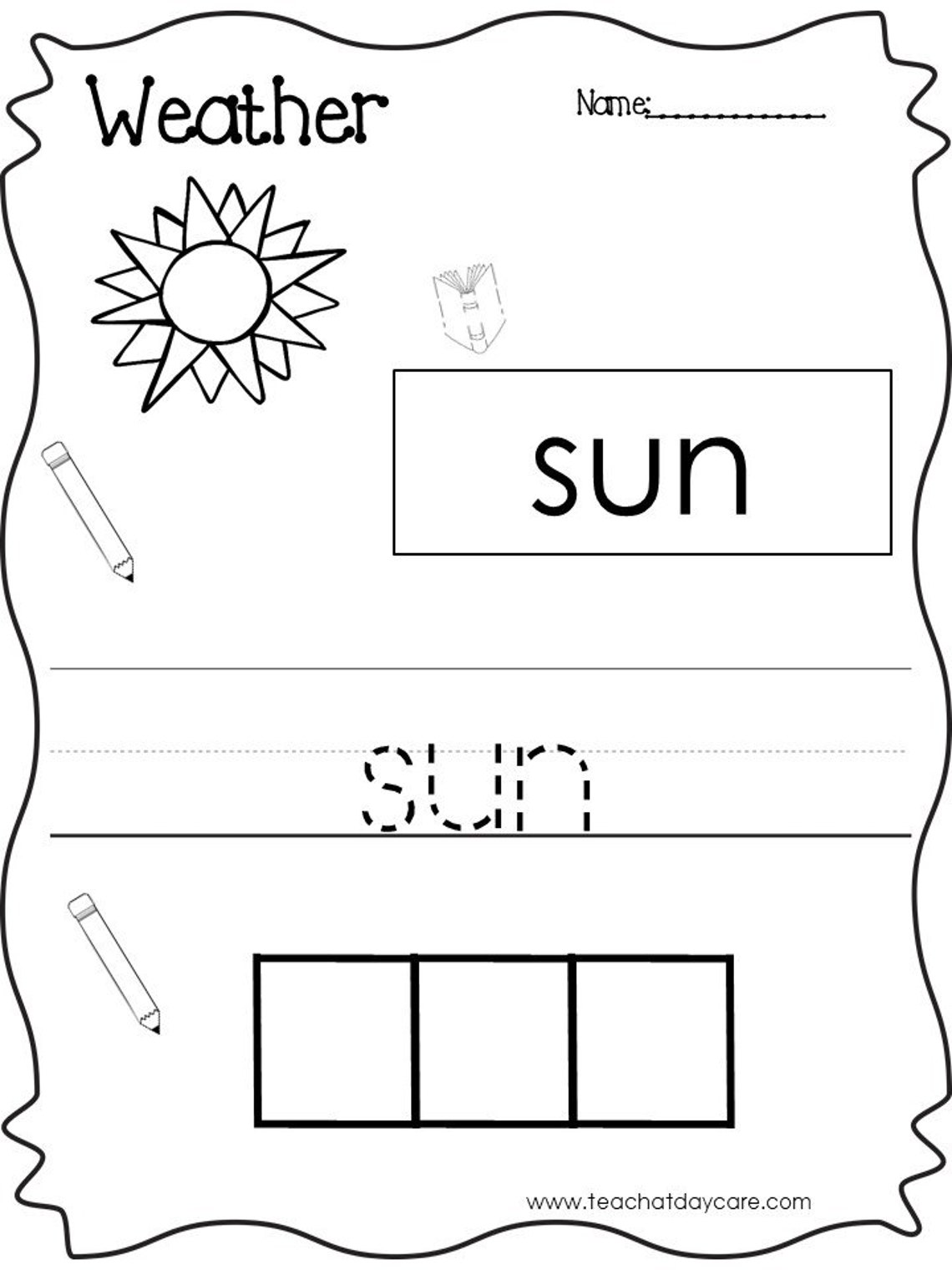 10 Weather Themed Printable Worksheets. Color Read Trace | Etsy