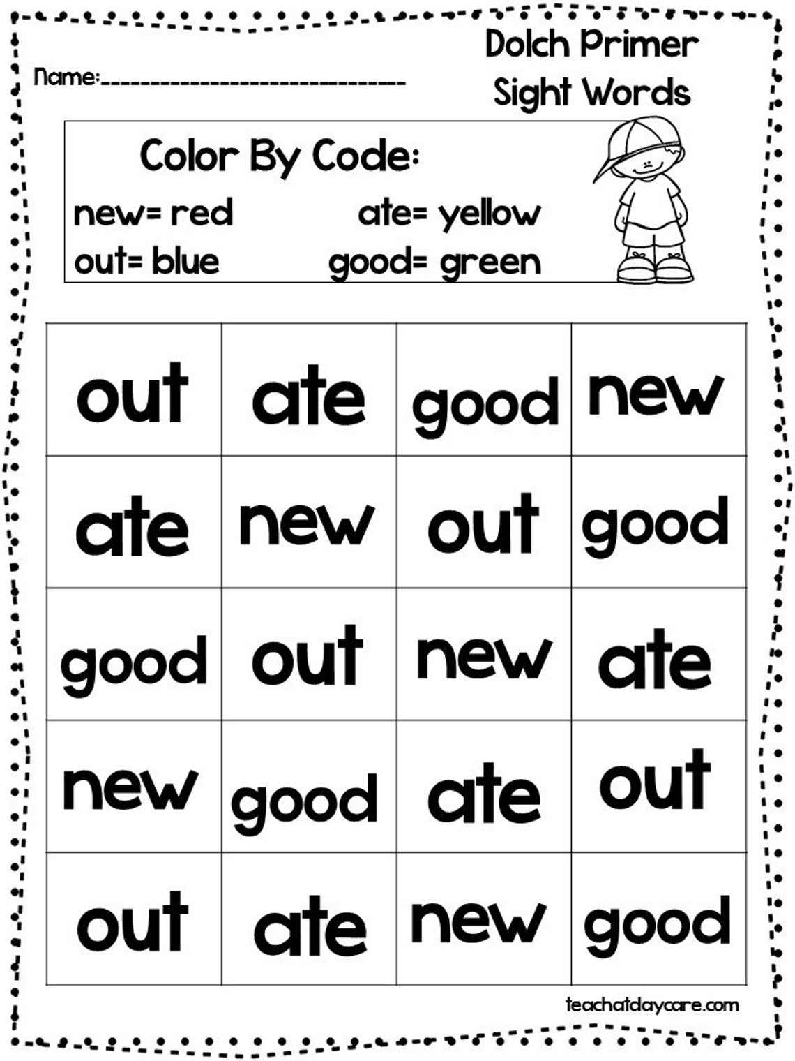 13 Printable Color the Dolch Primer Sight Words Worksheets. Prek ...