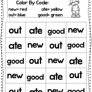 13 Printable Color the Dolch Primer Sight Words Worksheets. Prek ...