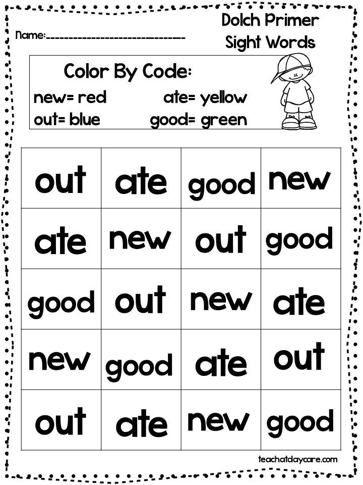 13 Printable Color the Dolch Primer Sight Words Worksheets. | Etsy Canada