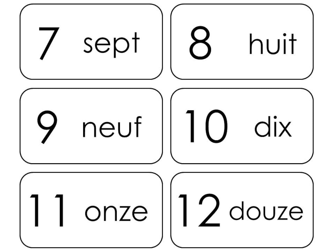 20 Printable French Numbers 1-20 Flashcards. Preschool Thru - Etsy
