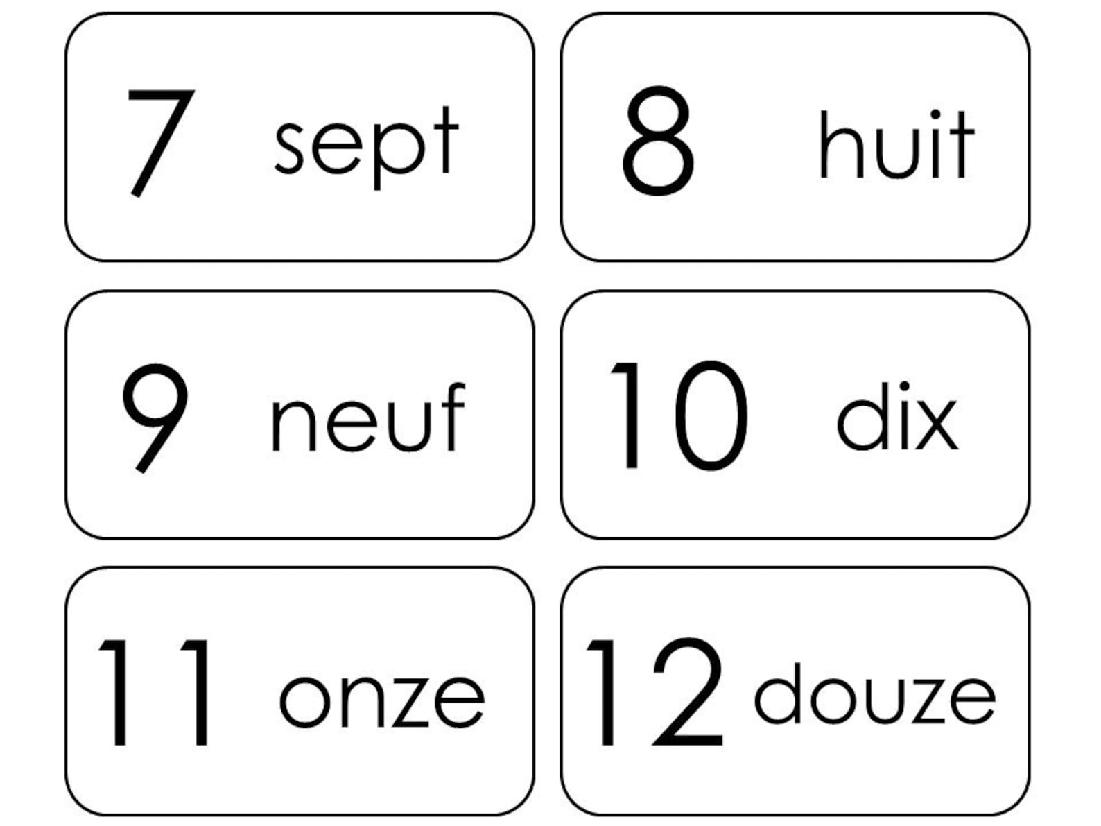 20 Printable French Numbers 1-20 Flashcards. Preschool Thru - Etsy