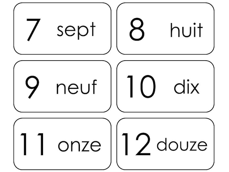20 Printable French Numbers 1-20 Flashcards. Preschool Thru - Etsy