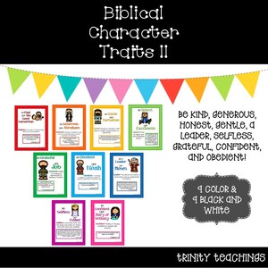 36 Biblical Character Traits Posters. 18 Color, 18 Black and White ...