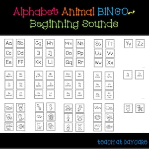 Animal Alphabet Bingo Phonics Game and Worksheets. Color & Black and ...